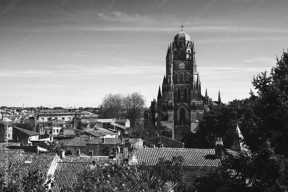 Panoramic view of historic city of Saintes known from Roman times ...