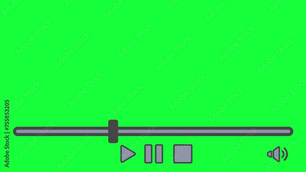 simple play slide with display player buttons on green screen ...