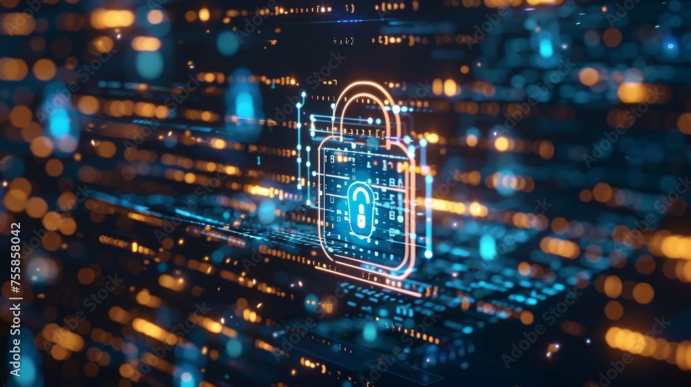 Futuristic cybersecurity digital lock concept - An advanced digital ...