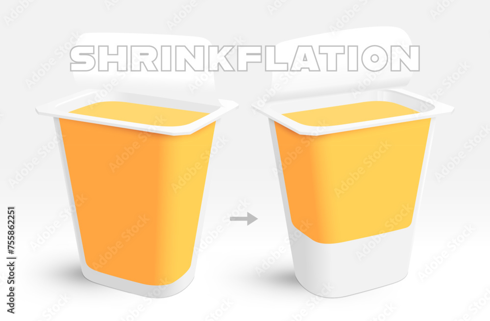 Shrinkflation concept. Reduced size of product instead of increasing ...
