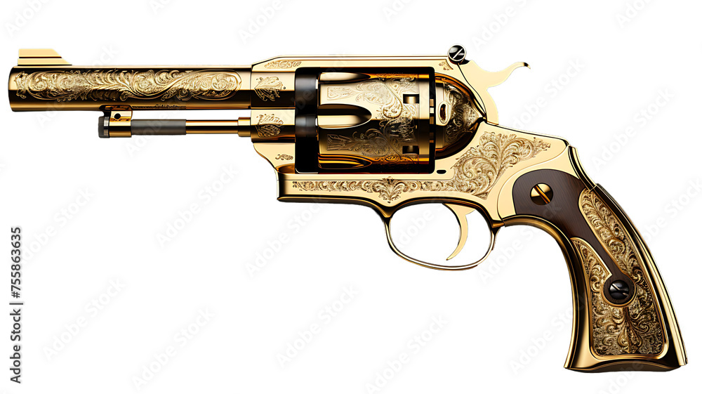 An Antique Metallic Colt Revolver - PNG Cutout Isolated in a ...