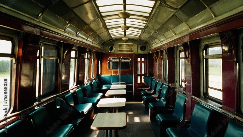 The interior of a train parlor exudes a sense of past times, inviting ...