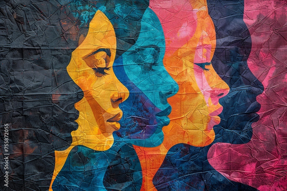 This vibrant Women's Day poster background radiates with symbols of ...