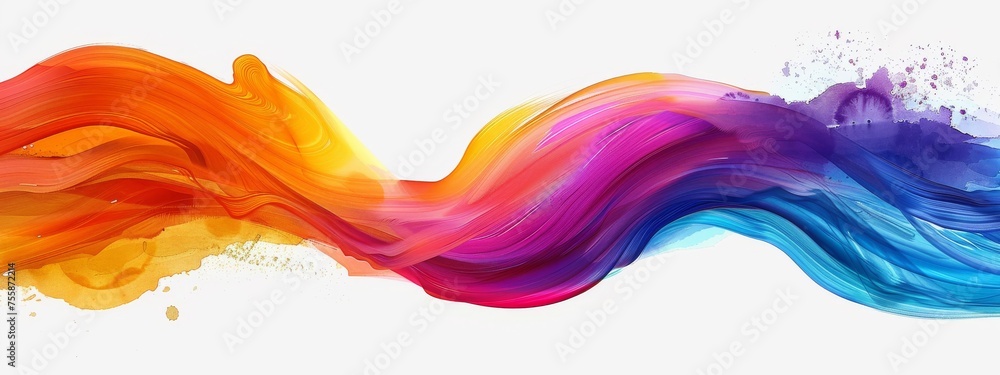 Color brush paint ribbon stroke swirl abstract splash background wave ...
