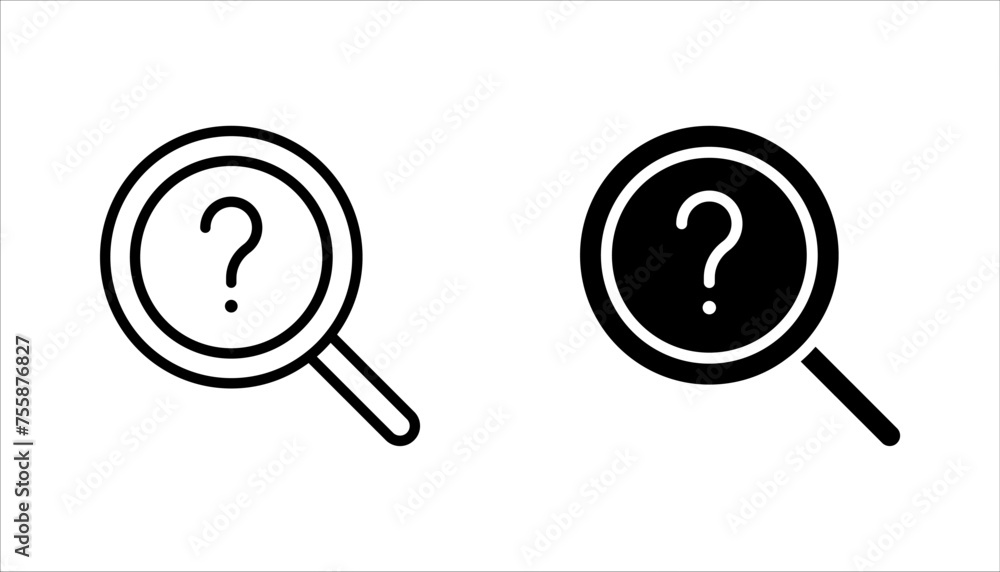 magnifying glass with question mark icon set. search sign vector ...