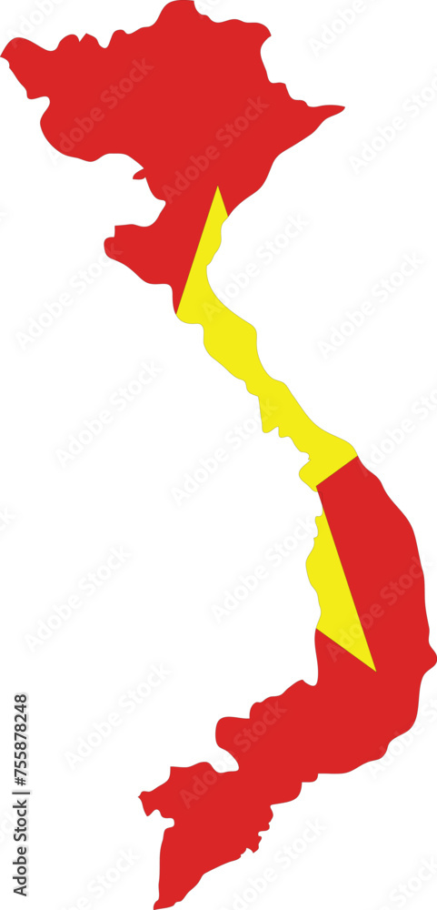 Vietnam Flag in Vietnam Map, Vietnam Map with Flag, Country Map ...