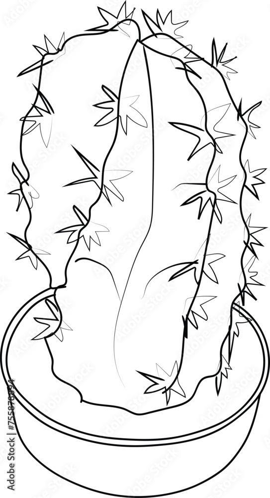 Plant simple cactus coloring page printable succulent coloring page ...