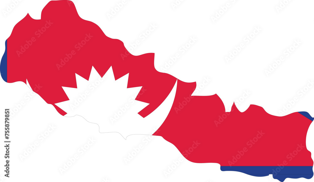Vetor de Nepal Flag in Nepal Map, Nepal Map with Flag, Country Map ...