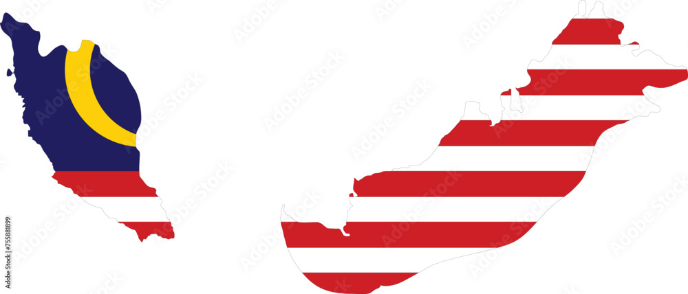 Malaysia Flag in Malaysia Map, Malaysia Map with Flag, Country Map ...