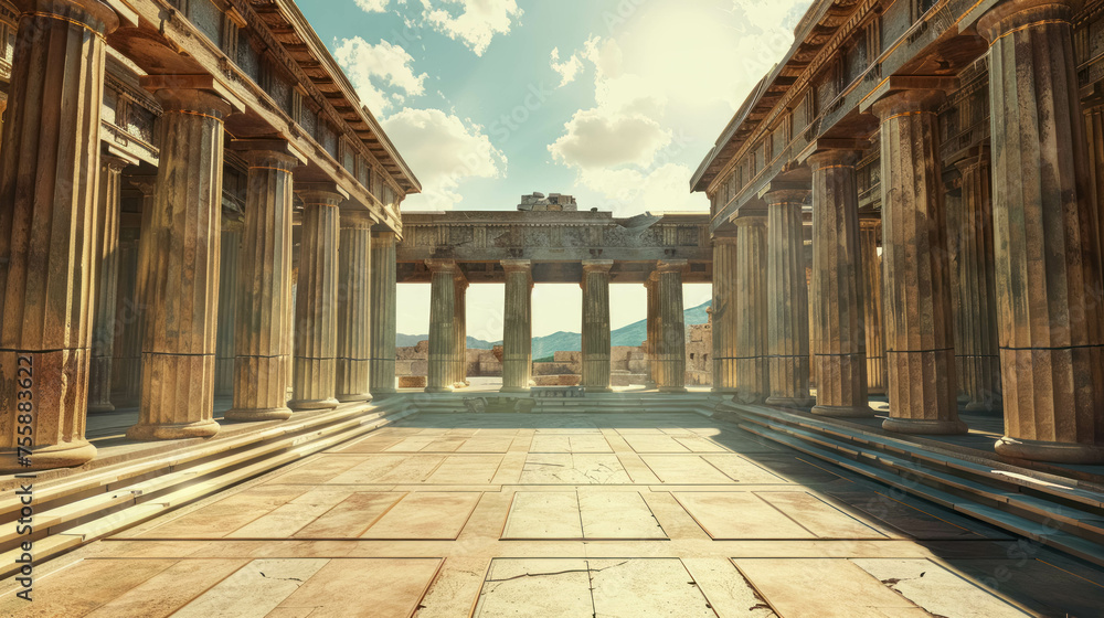 Lifelike Greek Temple Battlefield For Battles Video Game, Fighting ...