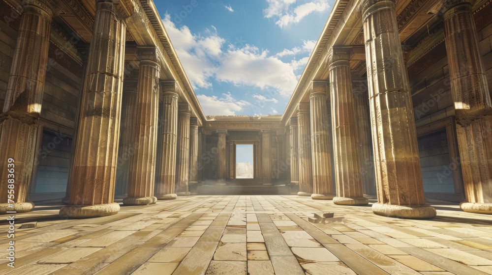 Lifelike Greek Temple Battlefield For Battles Video Game, Fighting ...