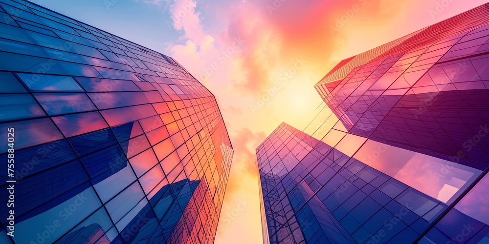 Modern skyscrapers of a smart city, futuristic financial district ...