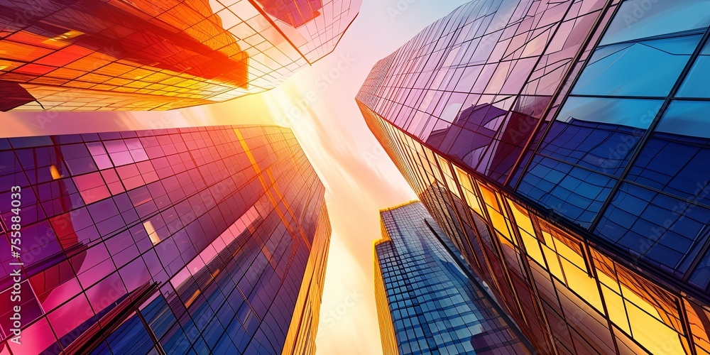 Modern skyscrapers of a smart city, futuristic financial district ...