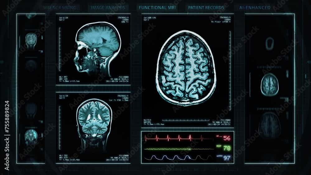 Medical Profile of Patient Showing Head MRI Scan. Vital Signs and ...