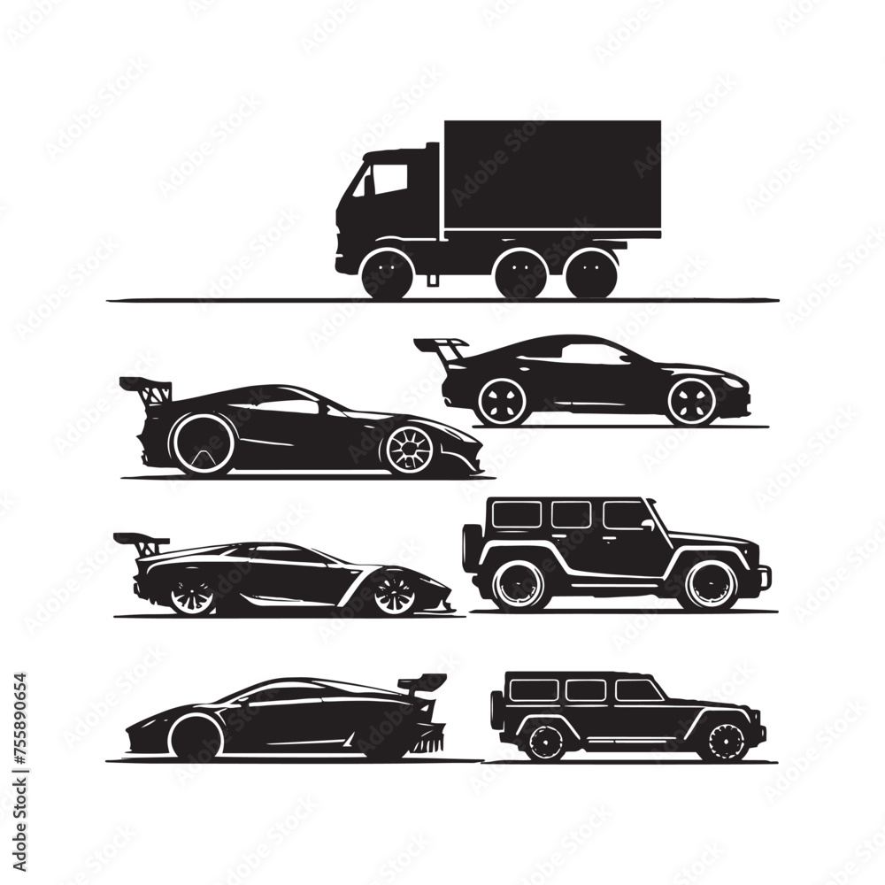 Vector Car Illustration Collection for Automotive Design Inspiration ...