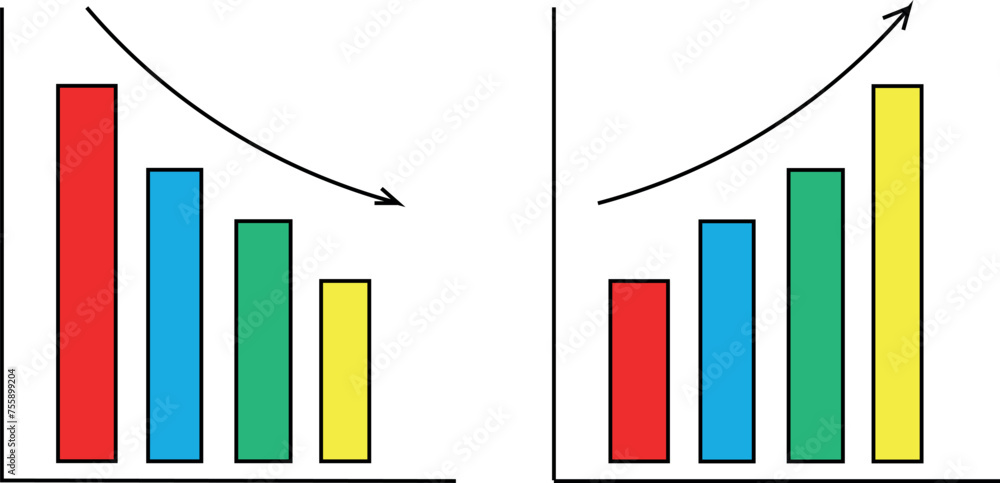 Color Chart arrow up graph bar histograms icon. Simple business ...