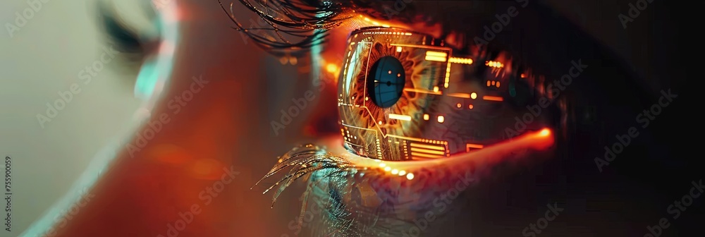 Human eye with digital data and augmented reality scanner overlay for ...