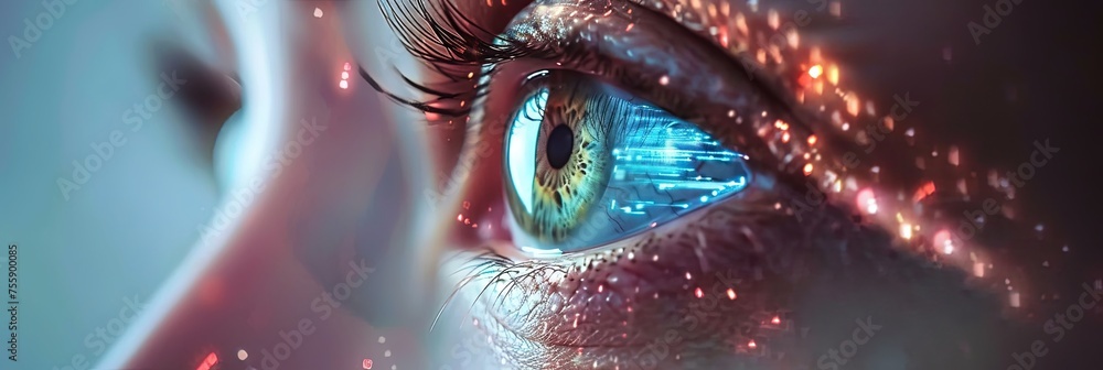 Human eye with digital data and augmented reality scanner overlay for ...