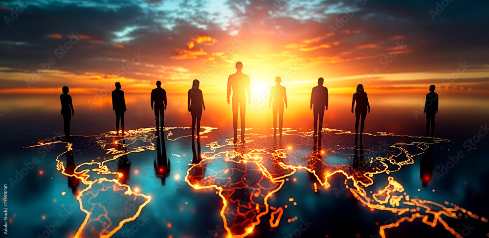 Top of the World: Teamwork and Unity Displayed on World Map. Stock ...