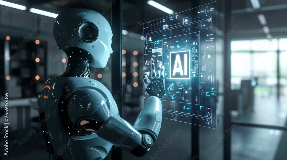 Intelligent robotic entity accessing artificial intelligence system Stock Photo | Adobe Stock