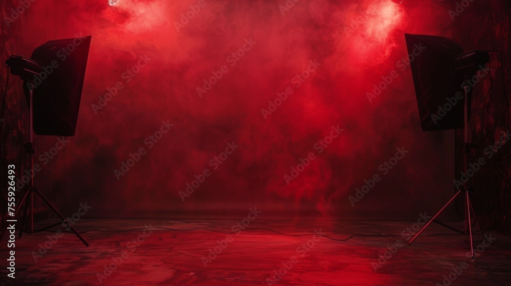 Professional studio set up with red fog - A fully equipped photography ...