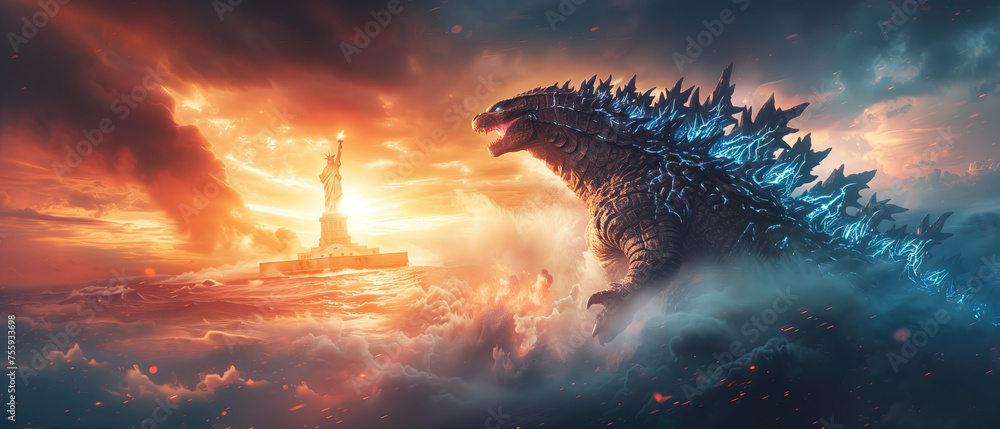 Foto de Godzilla king, godzilla walking, godzilla in a sunset, godzilla ...