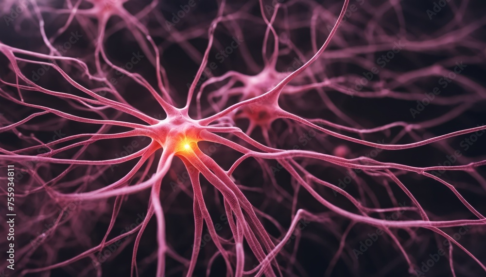 Neuron with Radiant Synapse in Purple: A single neuron with a brightly ...