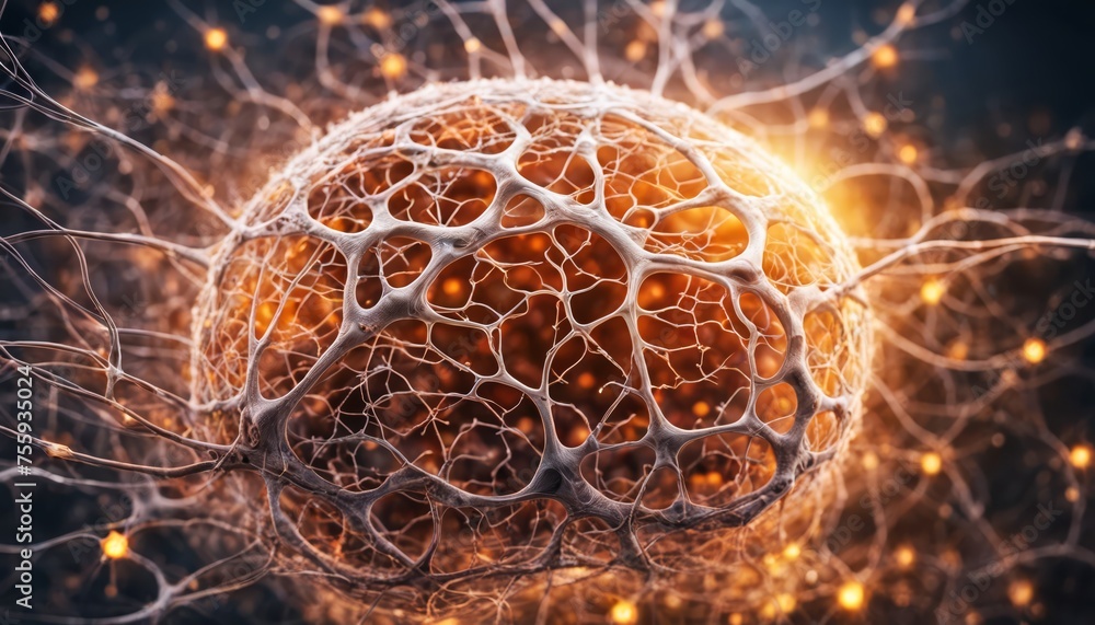 Neural Network with Intense Glowing Cores: A close-up view of a neural ...