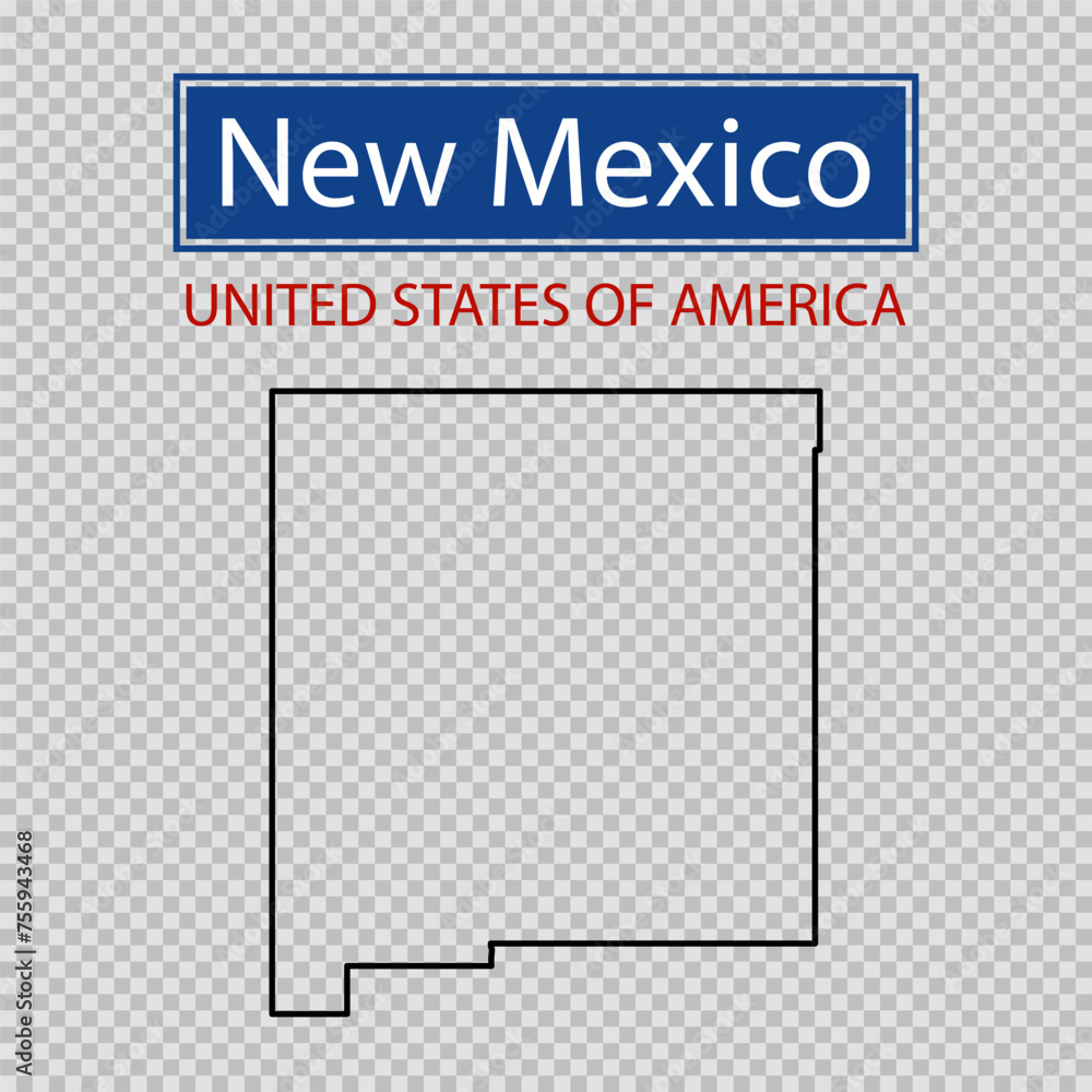 New Mexico state outline map on a transparent background, United States ...