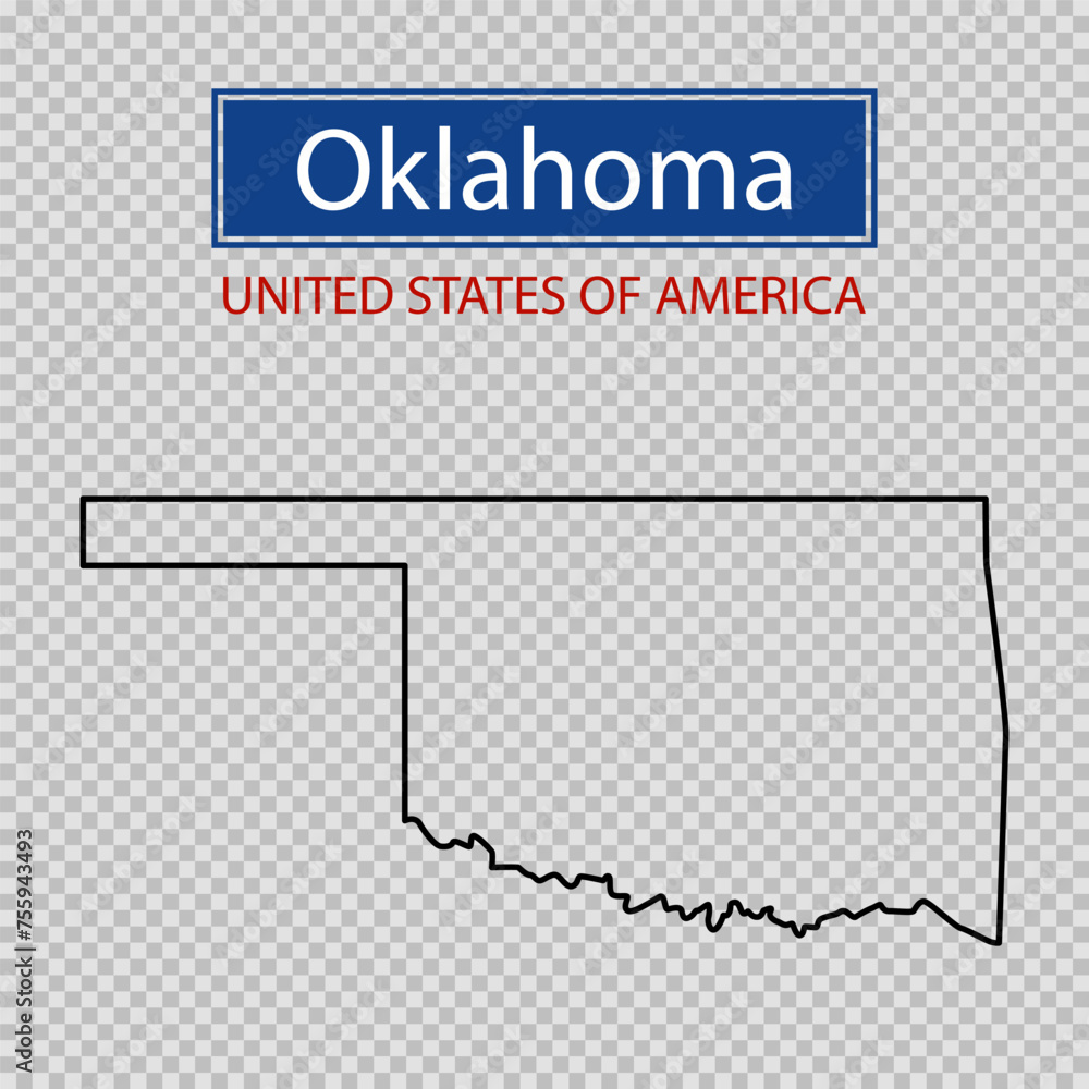 Oklahoma state outline map on a transparent background, United States ...