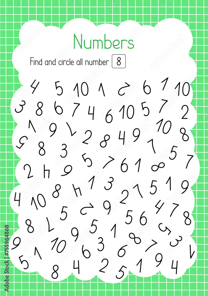 Find and circle number eight simple educational activity for children ...