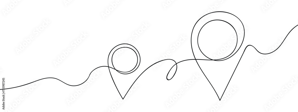 map marker, location pin line art style vector with transparent ...
