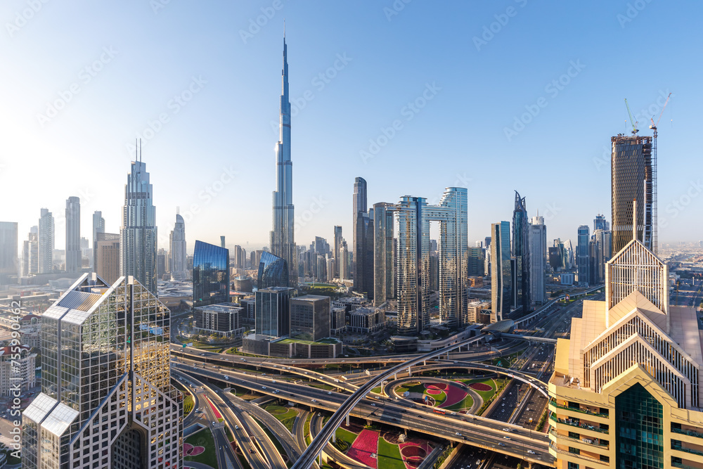 Dubai Burj Khalifa skyline tallest building in the world top view ...