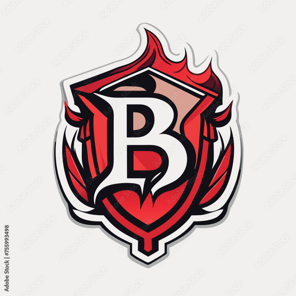 Vetor do Stock: sticker, logo design b, white background, vermeer style ...