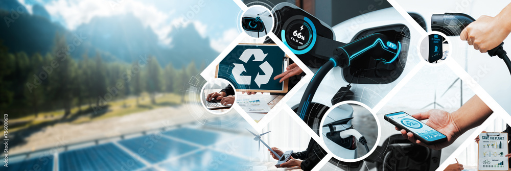 EV electric car vehicle charging and sustainable LCA green energy ...