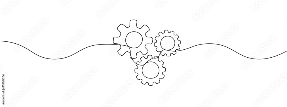 Moving gears one continuous editable line. Circular dynamic wheels ...
