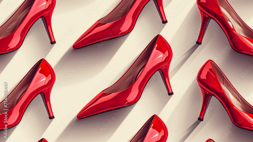 seamless pattern of high heels, red high heels illustration, wallpaper background of high heels ...