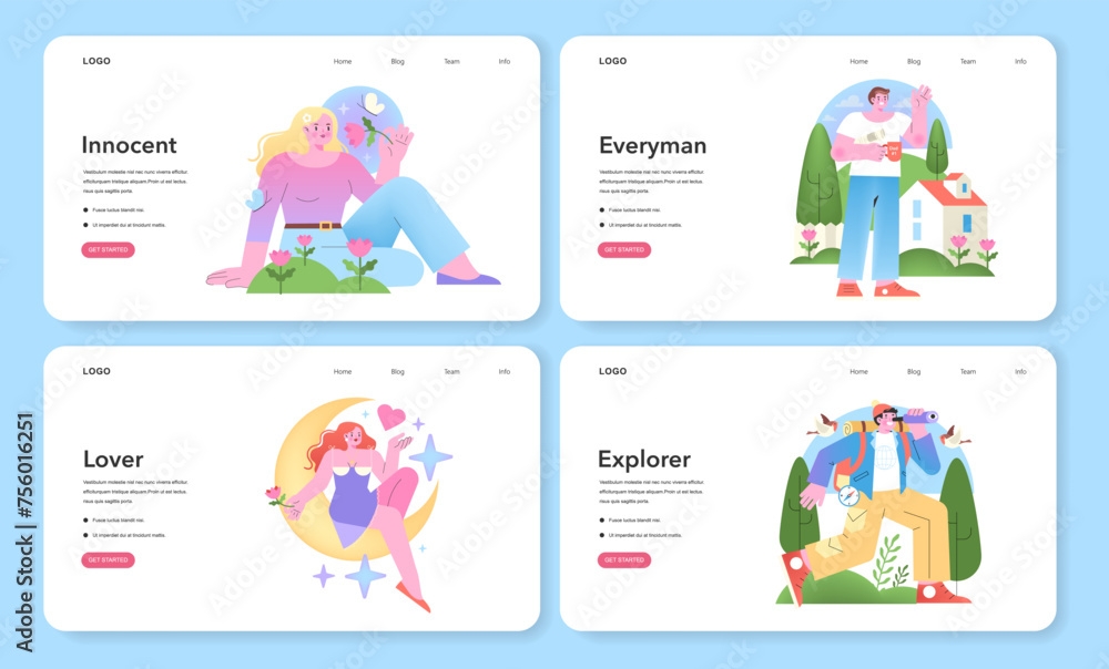 Personality Archetypes set. Four distinct characters: Innocent, Sage ...