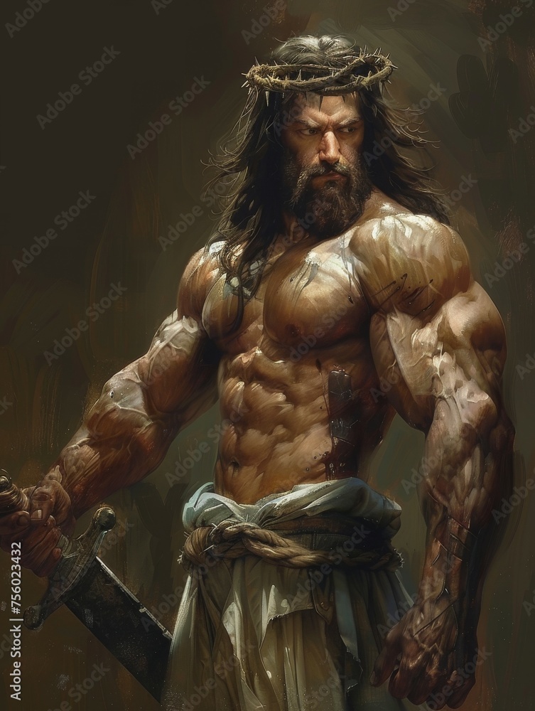 Foto de Jesus Christ our God, the savior of man, a strong muscular ...