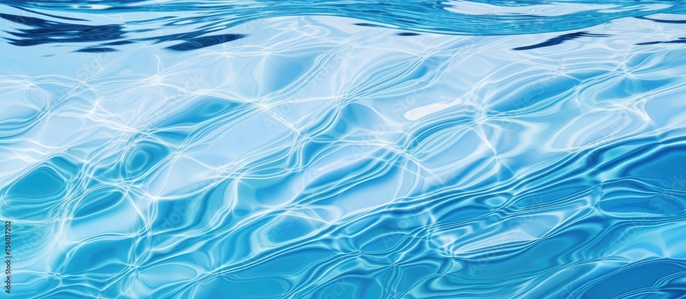 An electric blue liquid surface, showcasing a mesmerizing pattern in a ...