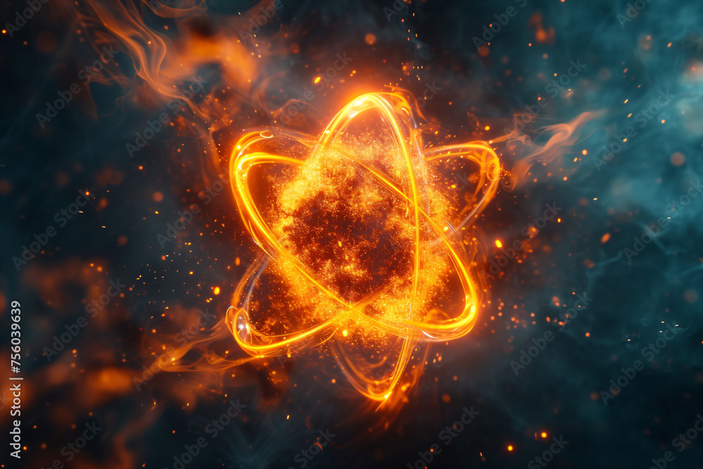 Atomic nuclear model, nanostructured core. The nucleus of an atom ...