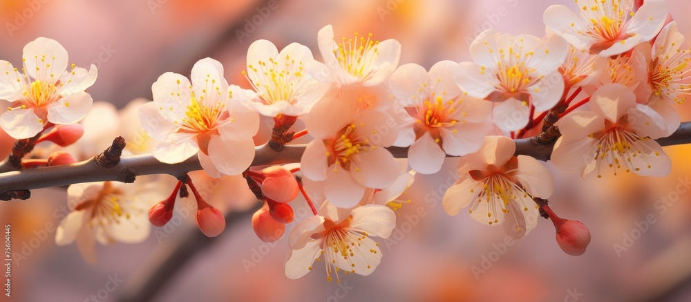 A closeup of cherry blossoms on a crape myrtle tree showing the ...