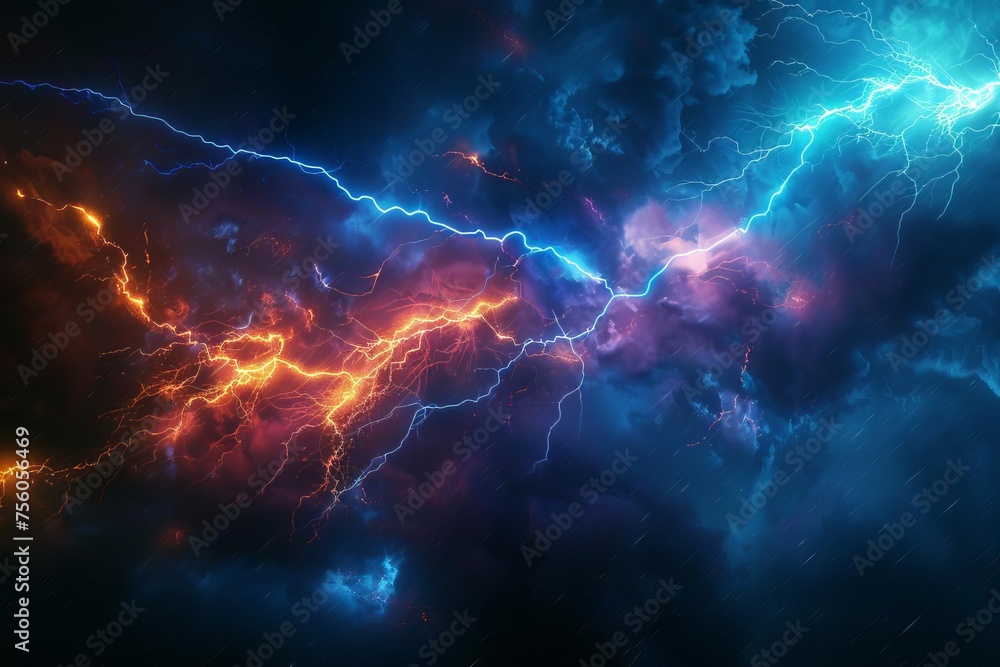 Dynamic 3d rendering of a lightning strike Illustrating its powerful ...