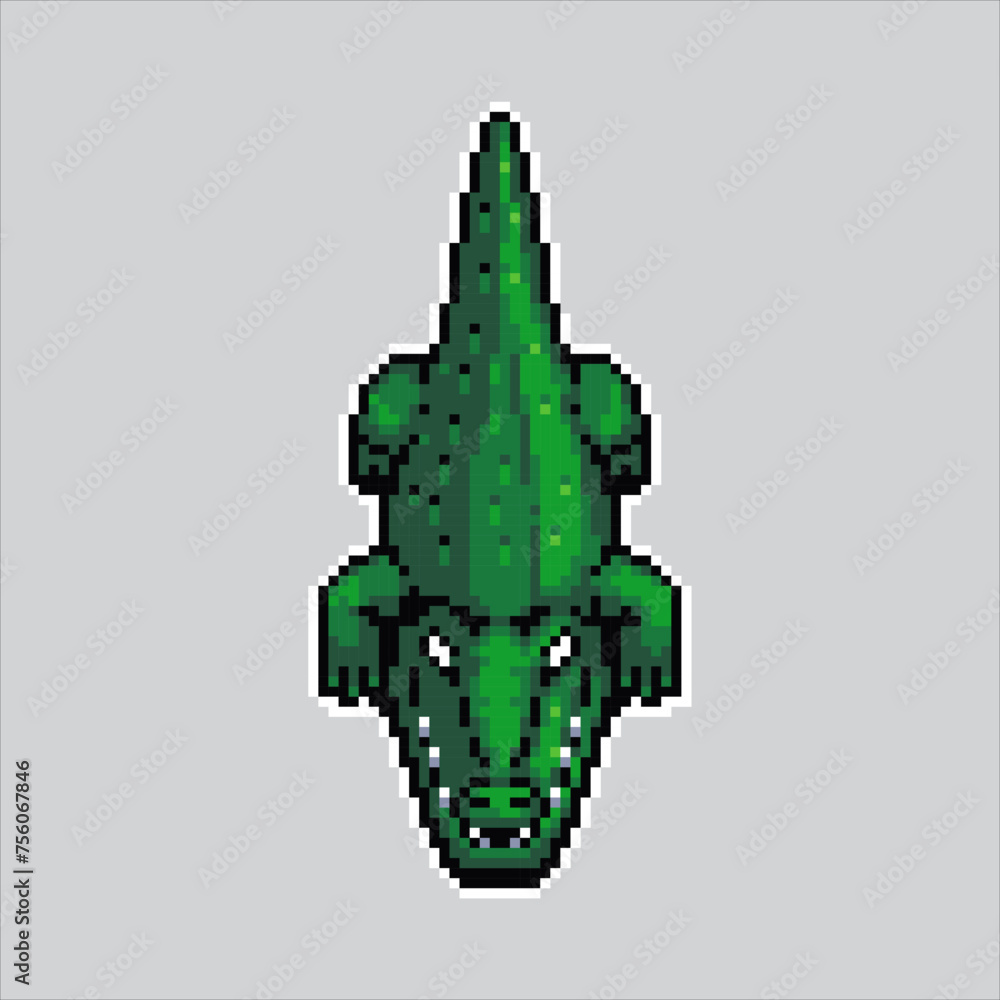 Pixel art illustration Alligator. Pixelated Alligator. Alligator ...