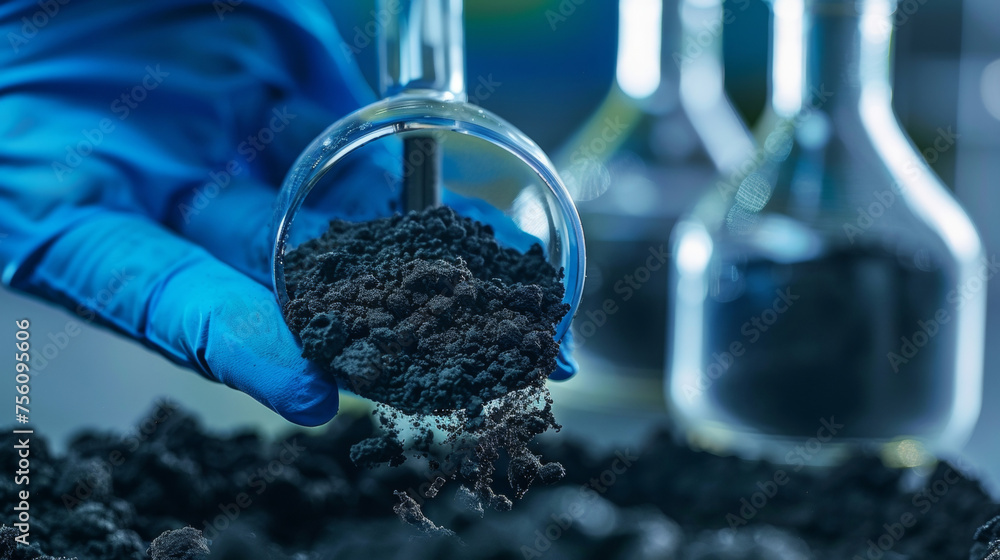 Foto de A closeup of a soil sample shows the presence of biochar a type ...