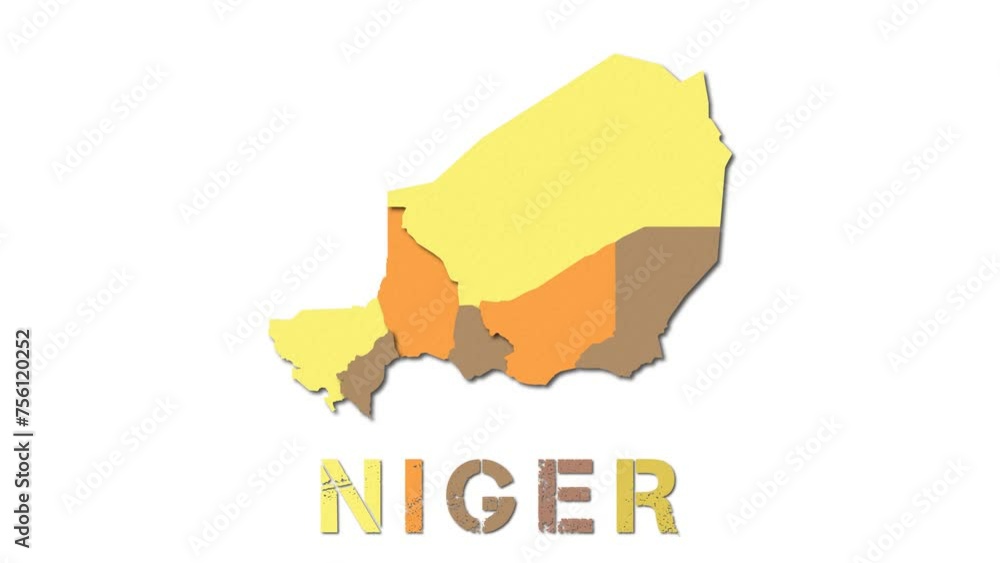 Niger map with paper regions. Animated country map growing from regions ...