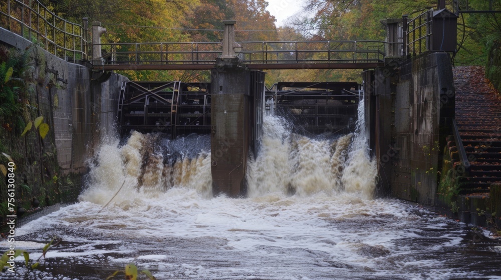 The loud rumbling sound of water rushing through the c gates and into ...