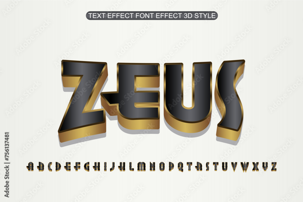 ZEUS bold text effect modern lettering typography font style Stock ...