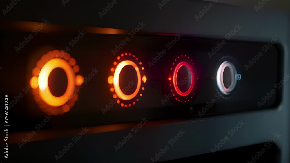 A zoomedin look at the signal strength indicator lights on the range ...