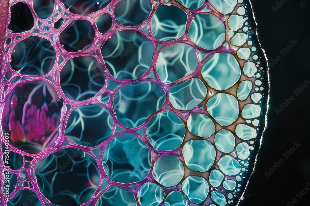 High resolution image of a cross section of a plant stem under a ...